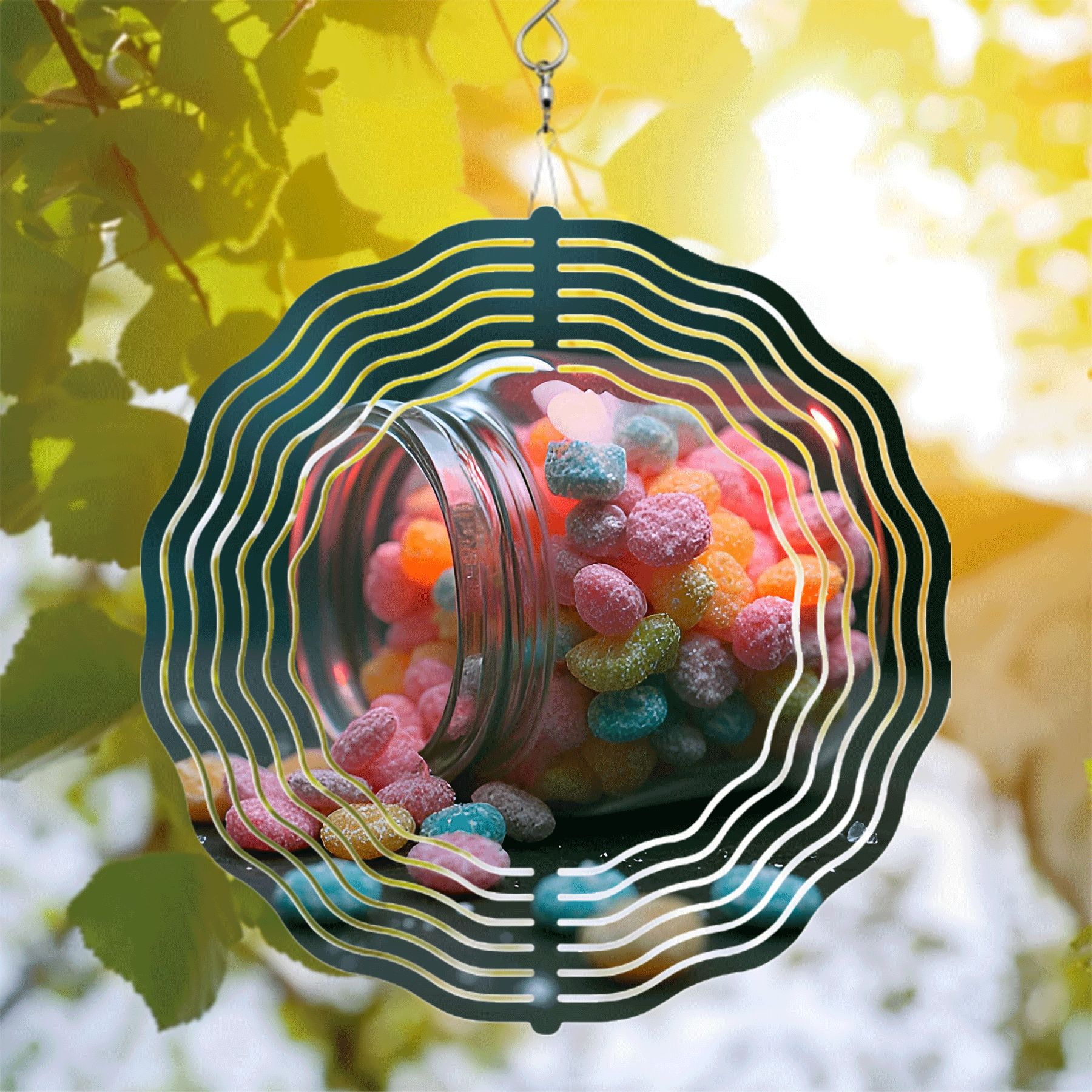 Metal Hanging Wind Spinners with Vibrant Concentric Circular Patterns ...
