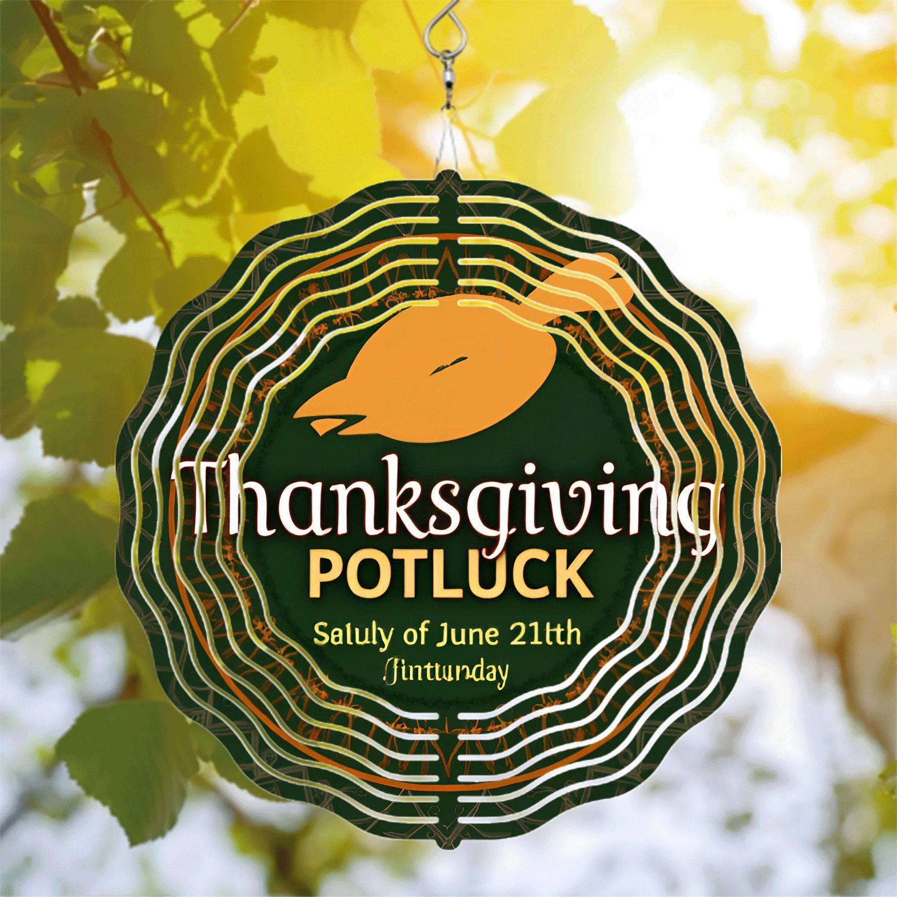 Metal Hanging Wind Spinners with Vortex Design - Concentric White Lines ...