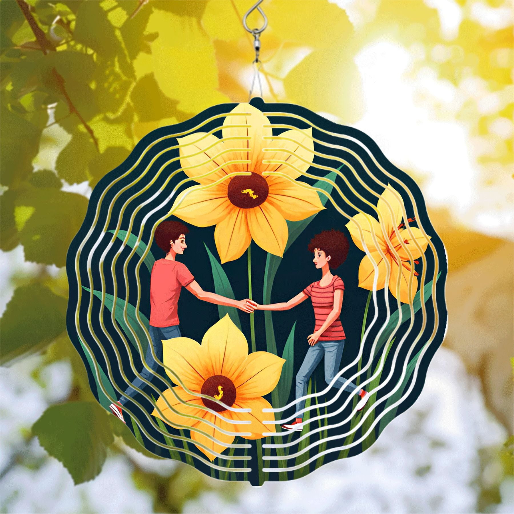 Metal Hanging Wind Spinners with Vortex Design - Serene Garden Decor ...