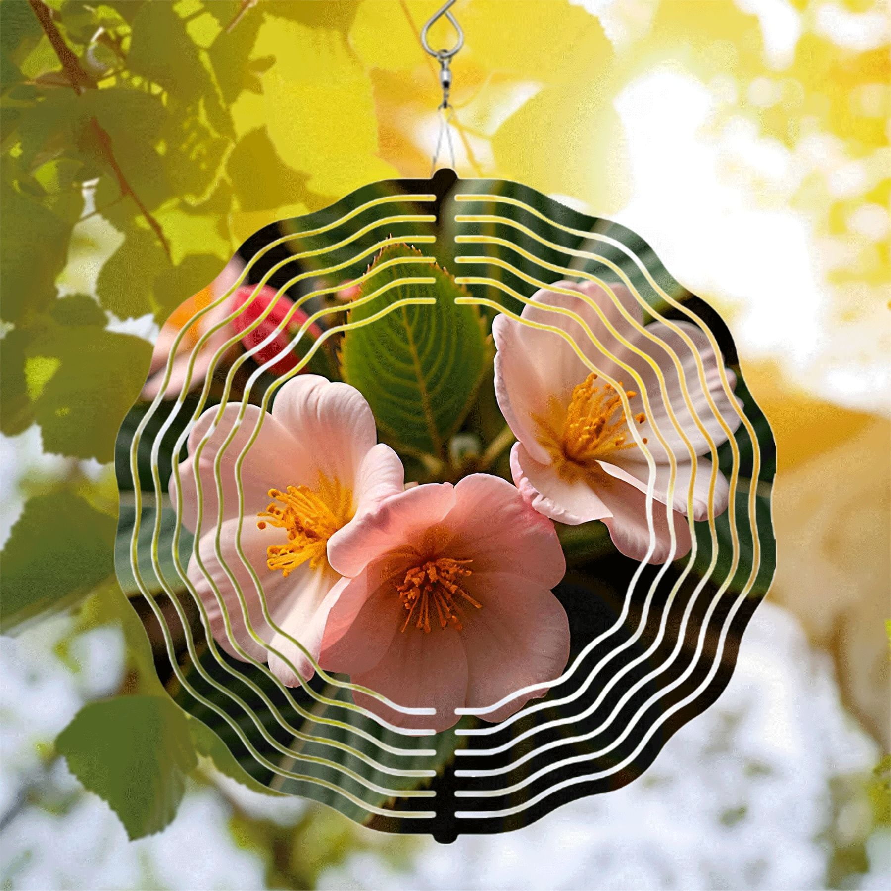 Metal Hanging Wind Spinners with Wave - Like Pattern Design - Elegant ...
