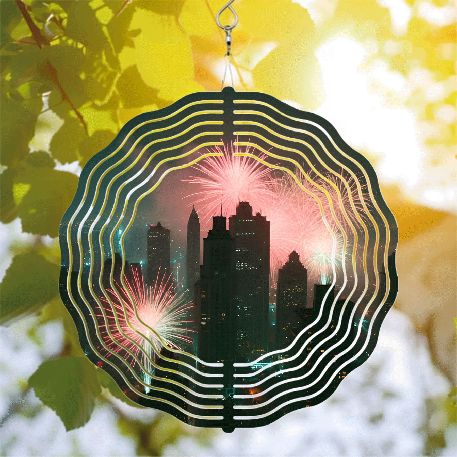 Metal Hanging Wind Spinners with Wave - Like Patterns - Dynamic Garden ...