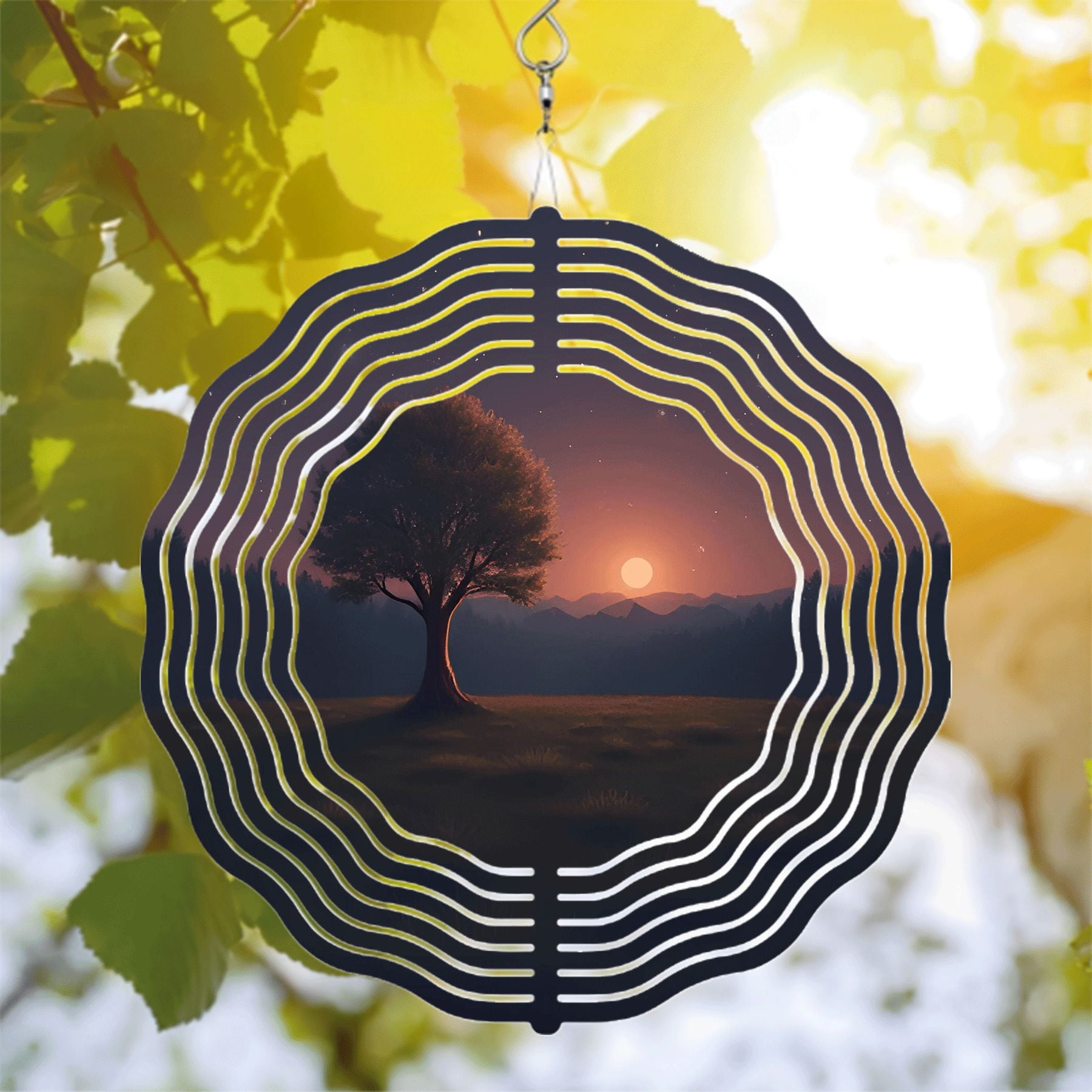 Metal Hanging Wind Spinners with Wave - Like Patterns - Elegant Wind ...