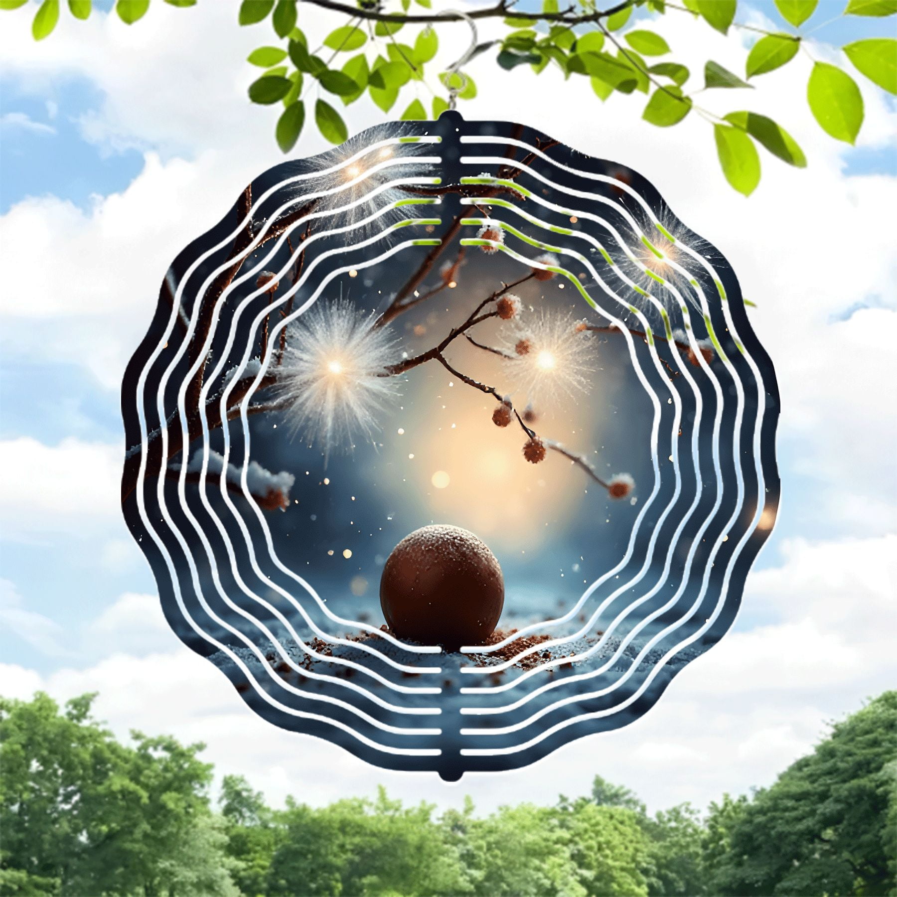Metal Hanging Wind Spinners with Wave - Like Patterns - Elegant Wind ...