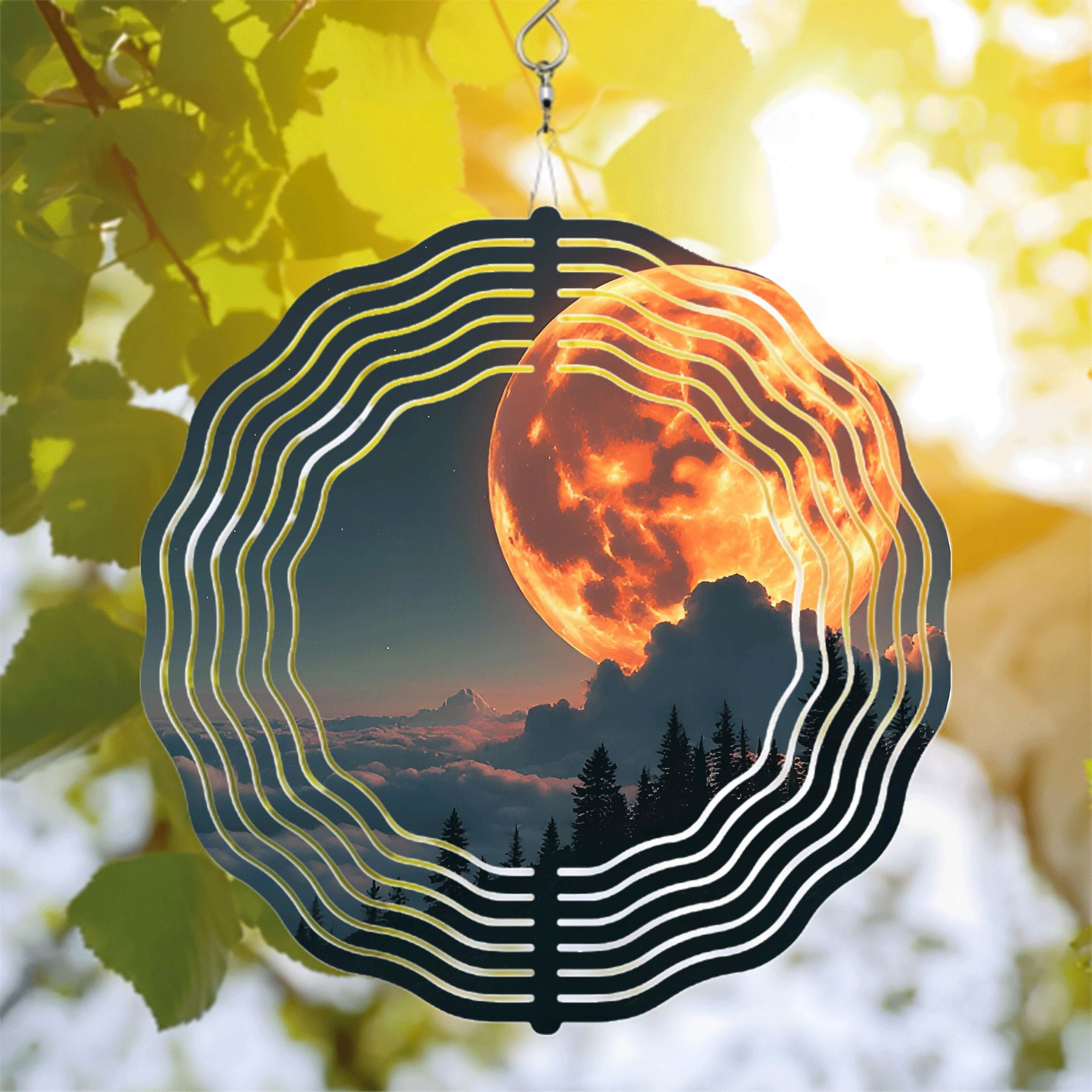 Metal Hanging Wind Spinners with Wave - Like Patterns - Stunning Garden ...