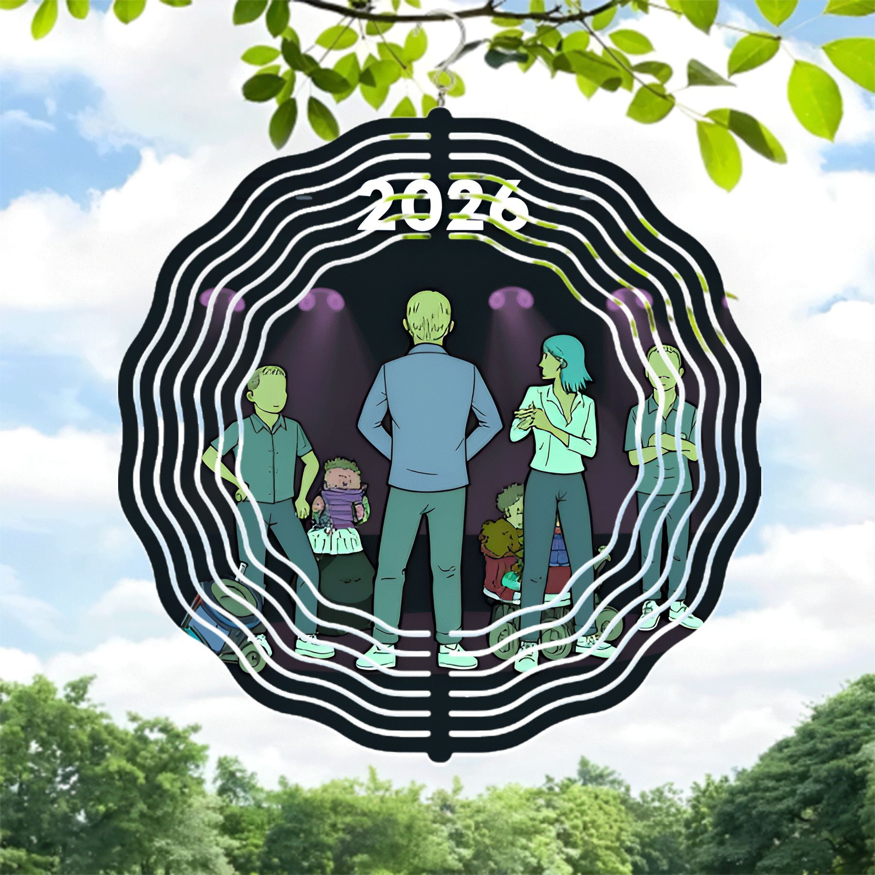 Metal Hanging Wind Spinners with Wave Patterns - Decorative Wind Chimes ...