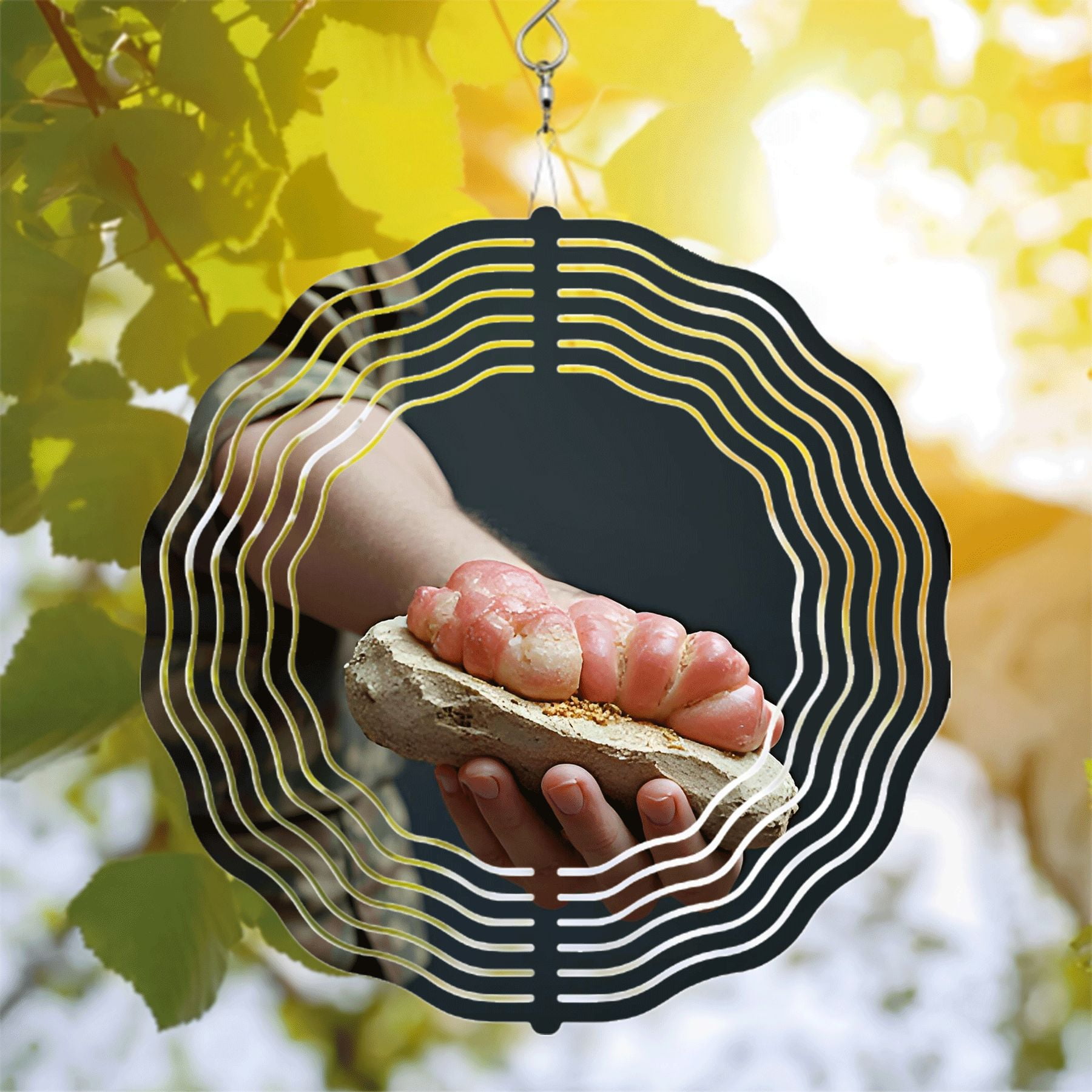 Metal Hanging Wind Spinners with Wavy Circular Patterns - Stunning Wind ...