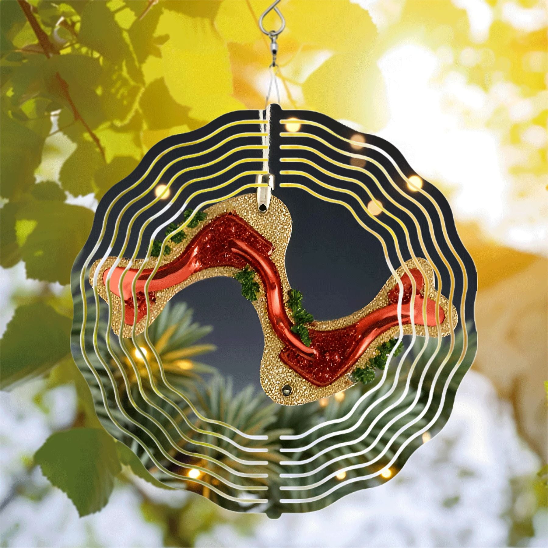 Metal Hanging Wind Spinners with Wavy Circular Sound Wave Design ...