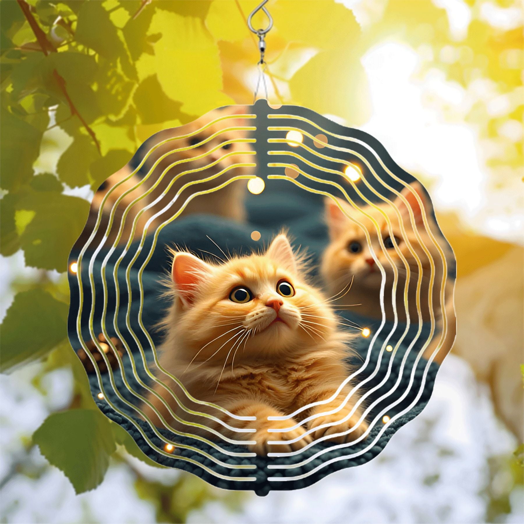 Metal Hanging Wind Spinners with Wavy Line Patterns - Beautiful Wind ...