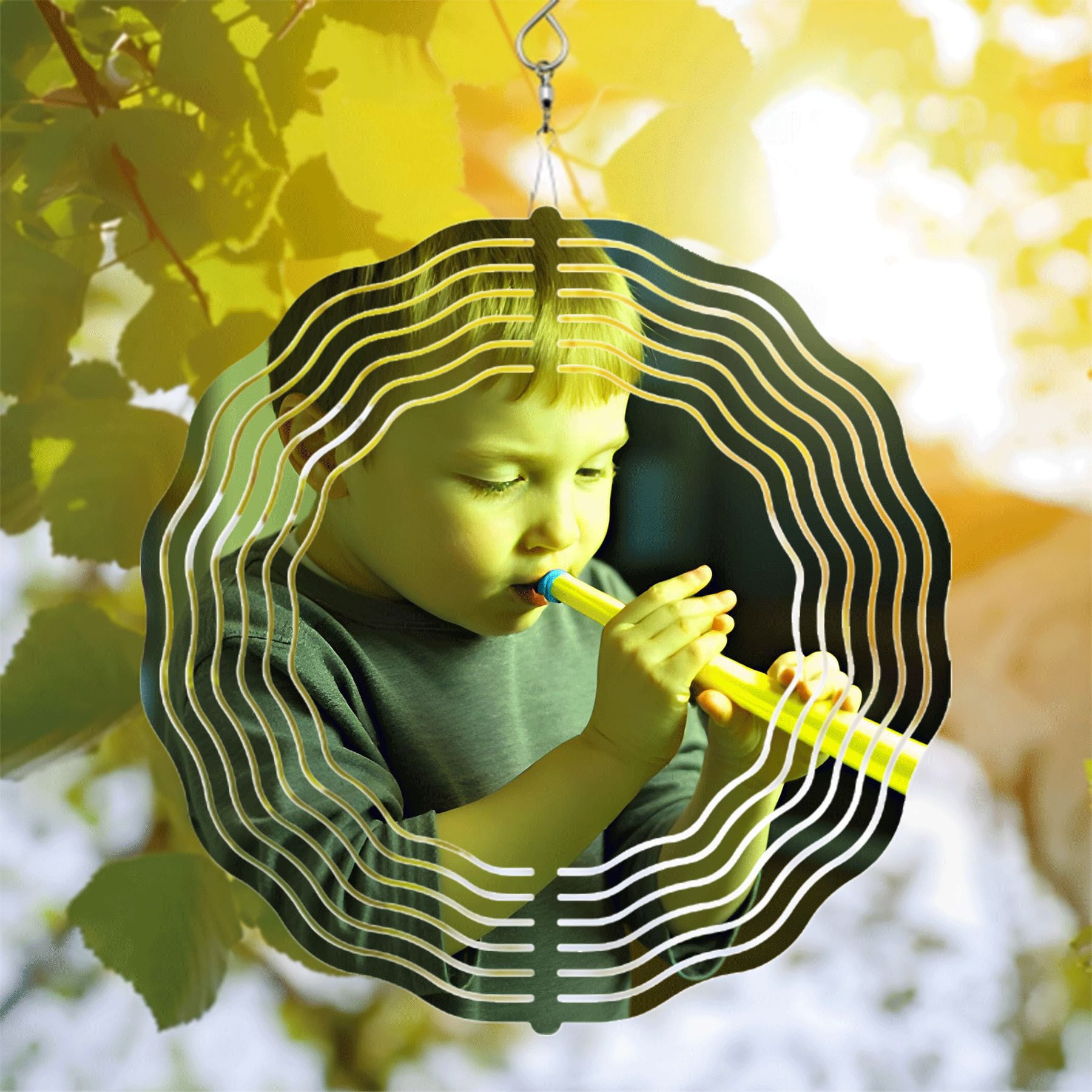 Metal Hanging Wind Spinners with Wavy Line Patterns - Beautiful Wind ...