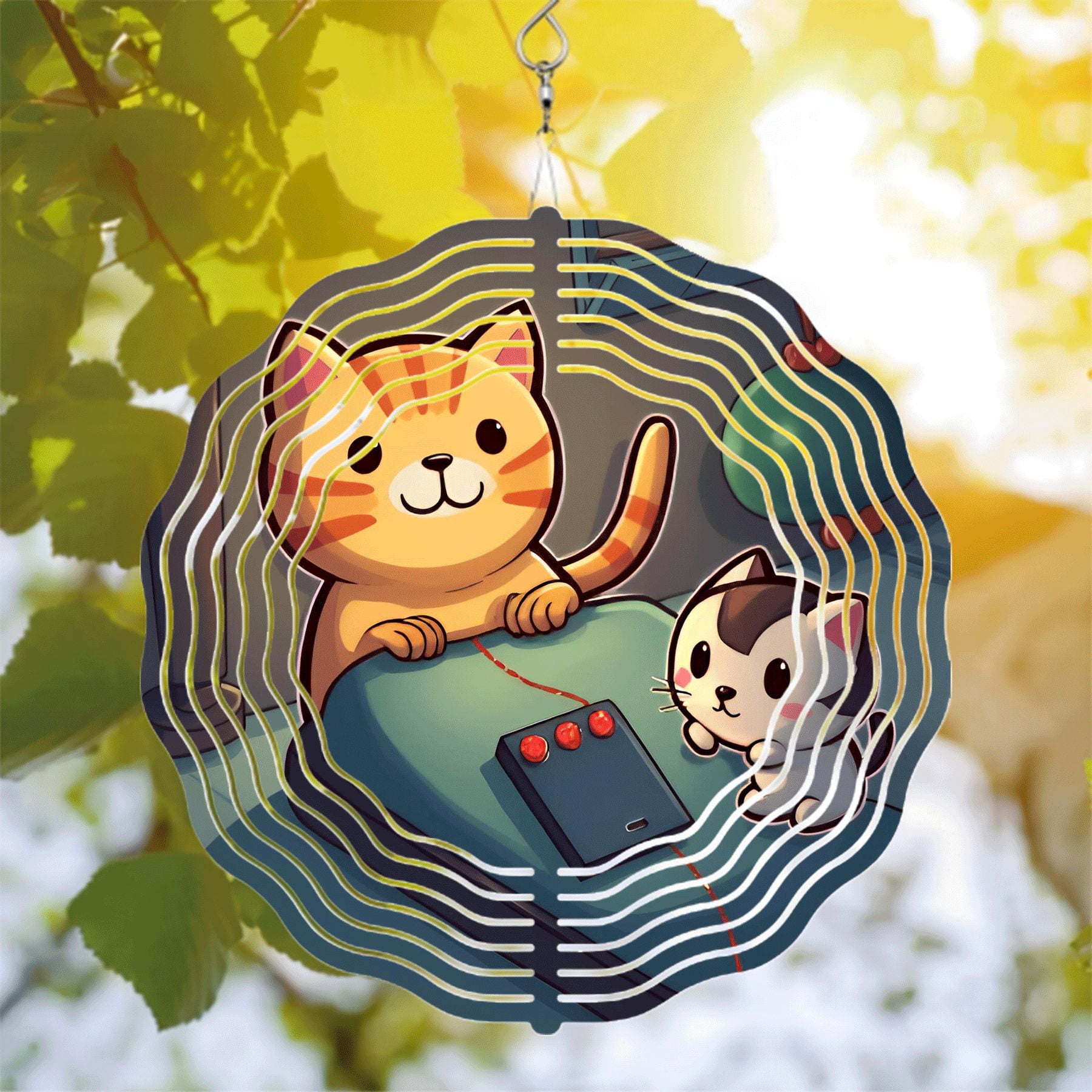 Metal Hanging Wind Spinners with Wavy Line Patterns - Beautiful Wind ...