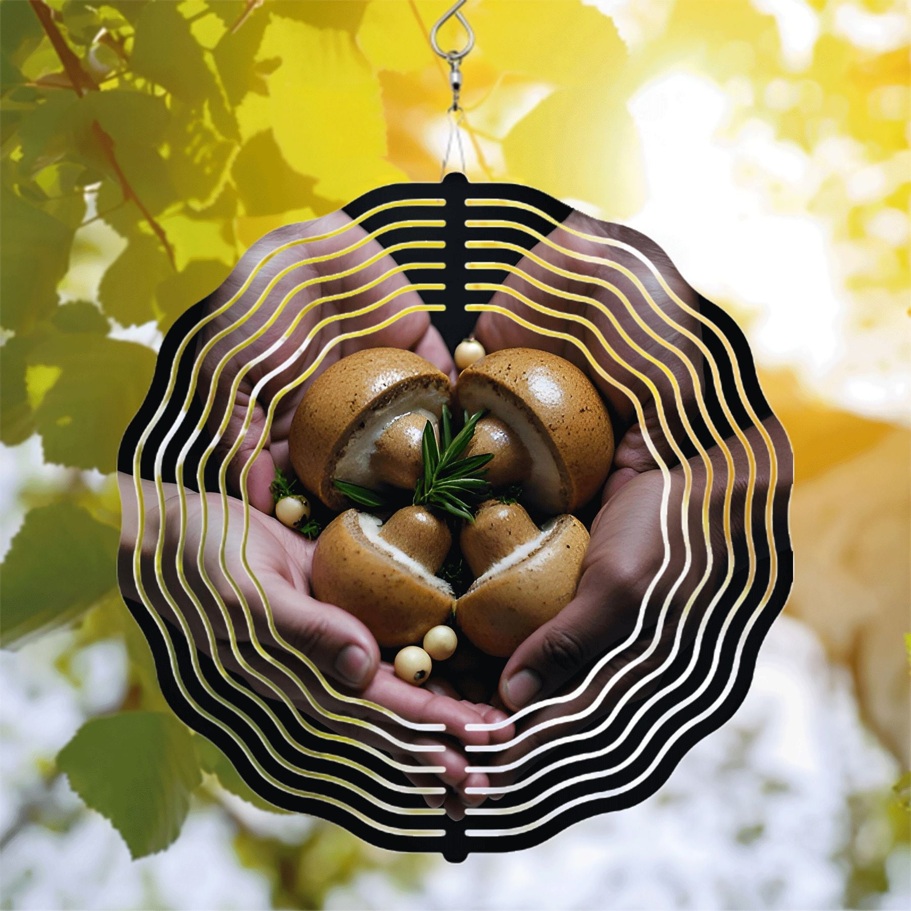 Metal Hanging Wind Spinners with Wavy Line Patterns - Decorative Wind ...
