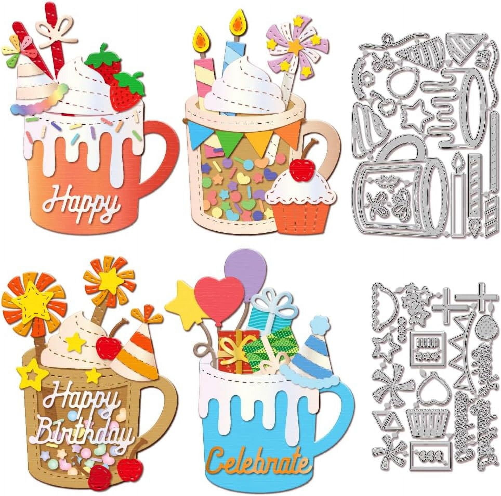 Metal Happy Birthday Cake Cutting Dies Birthday Cup Cake Cut Dies Happy ...