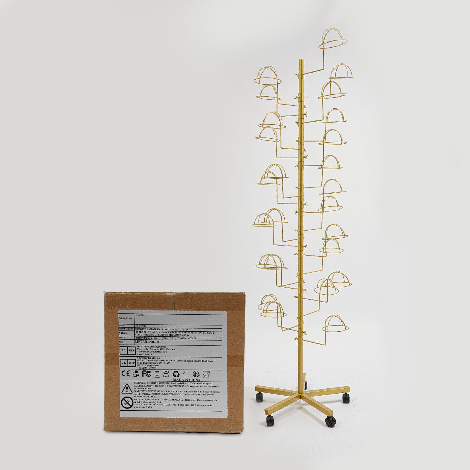 Metal Hats Display Stand, Hat Storage Stand with 25 Hooks, Freestanding ...