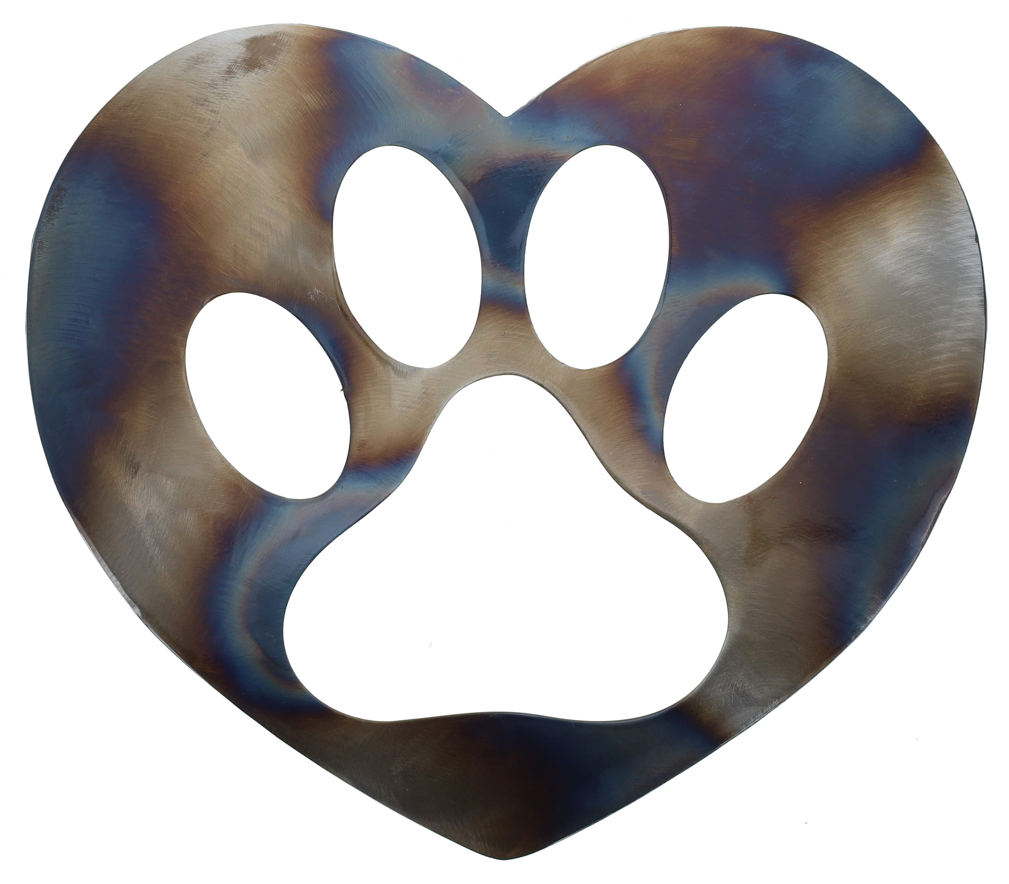 Metal Heart & Dog/Cat Paw Wall Decor - Rustic Glossy Pet Art with a ...