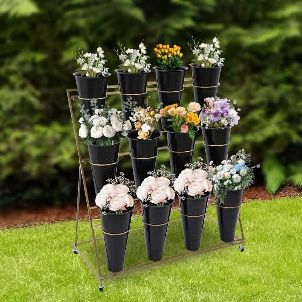 Metal Heavy Duty Moving Plant Cart Shelf for Indoor, Outdoor, 3-Layer ...