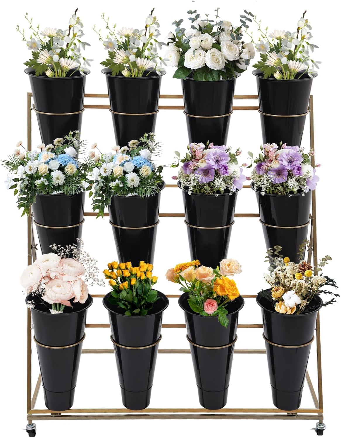 Metal Heavy Duty Moving Plant Cart Shelf for Indoor, Outdoor, 3-Layer ...