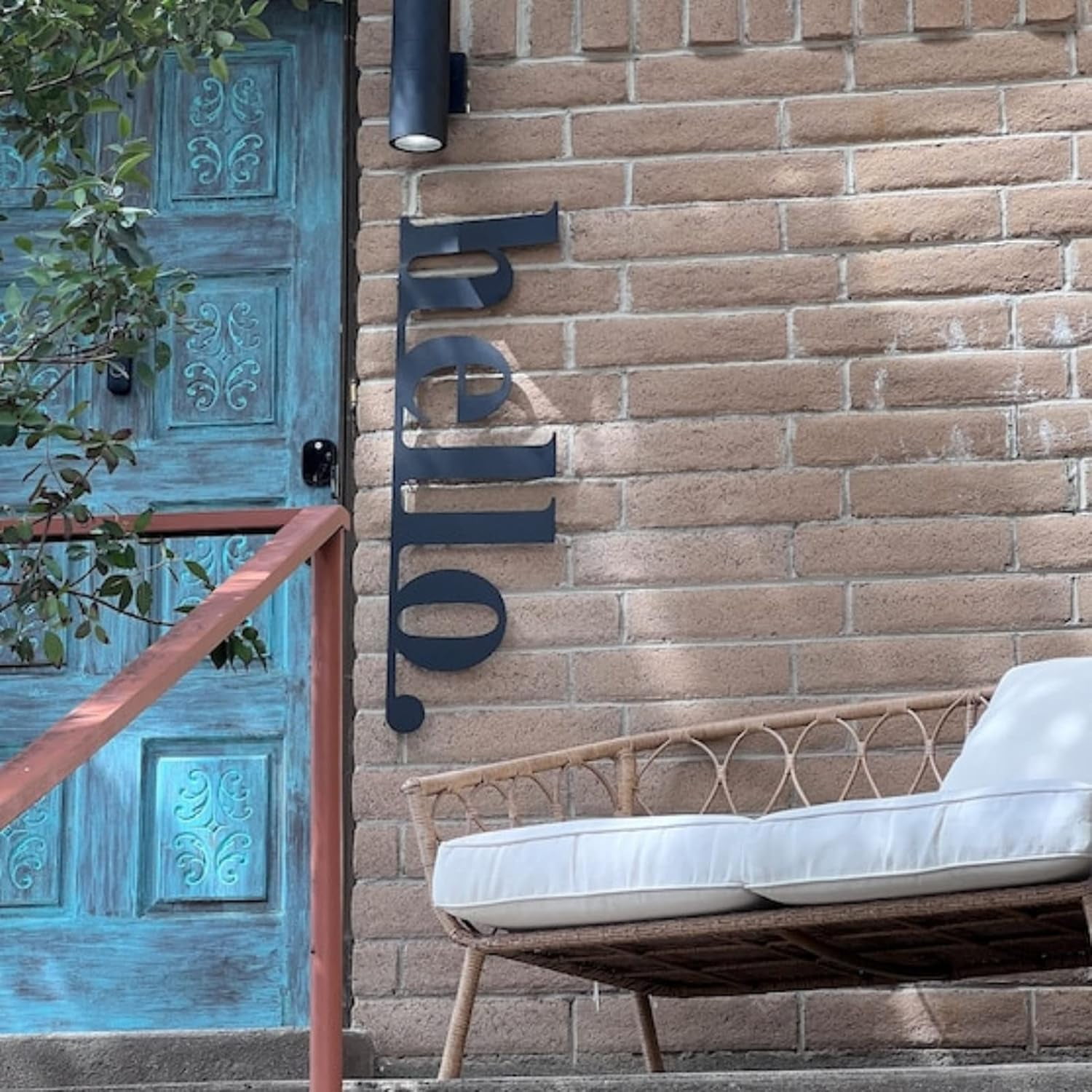 Metal Hello Sign, Metal Wall Decor, Vertical Outdoor Metal Wall Art ...