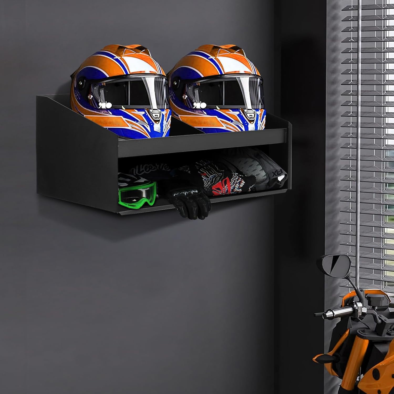 Metal Helmet Storage Cabinet, Wall-Mounted Dual Aluminum Helmet Bay ...
