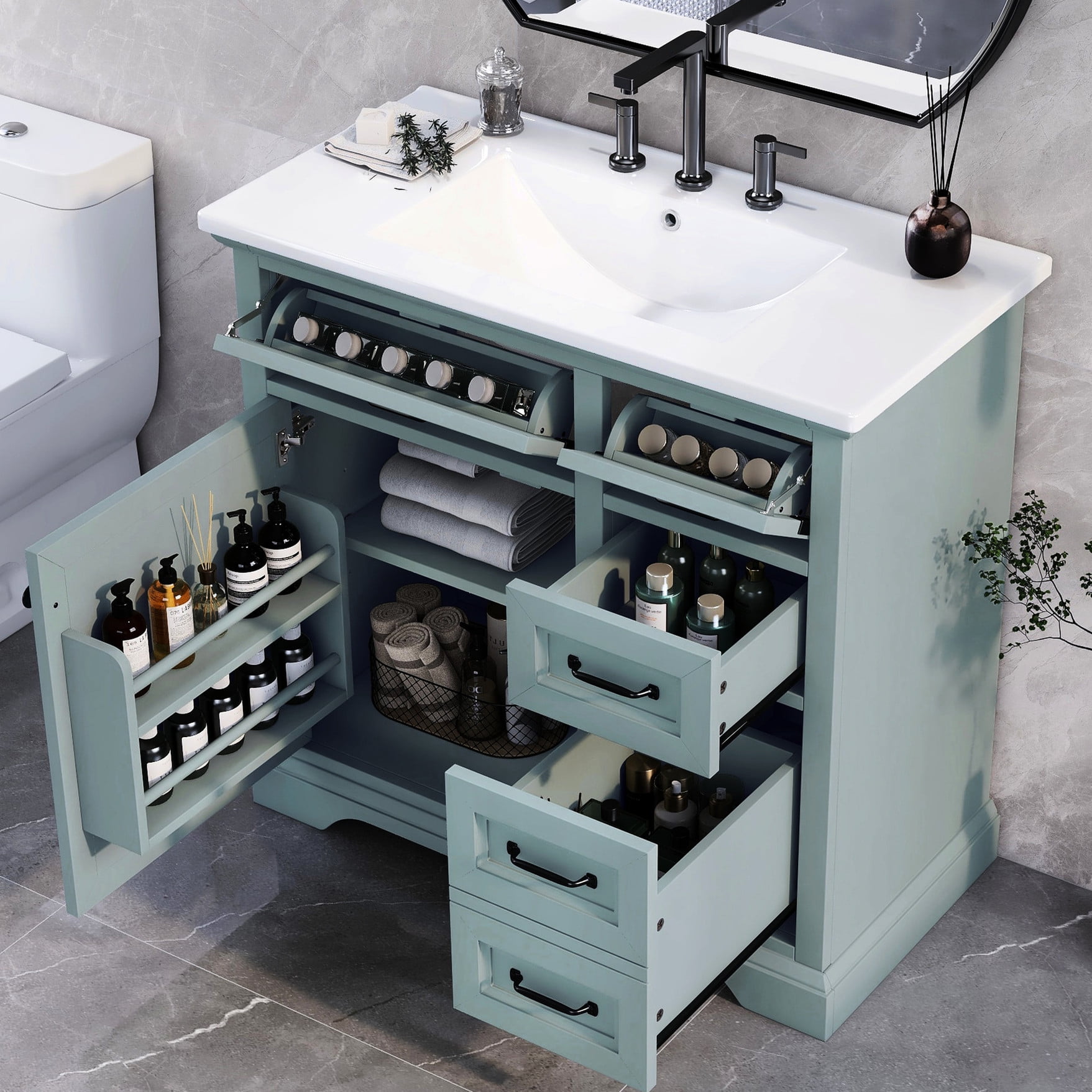 Metal Hinges and Slide Rails - Smooth Operation - Bathroom - Better ...