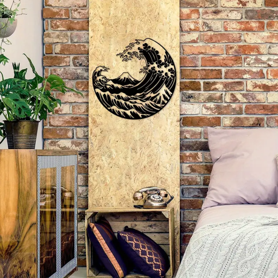 Metal Hokusai-Inspired Great Wave Wall Art, Classic Style for Indoor ...