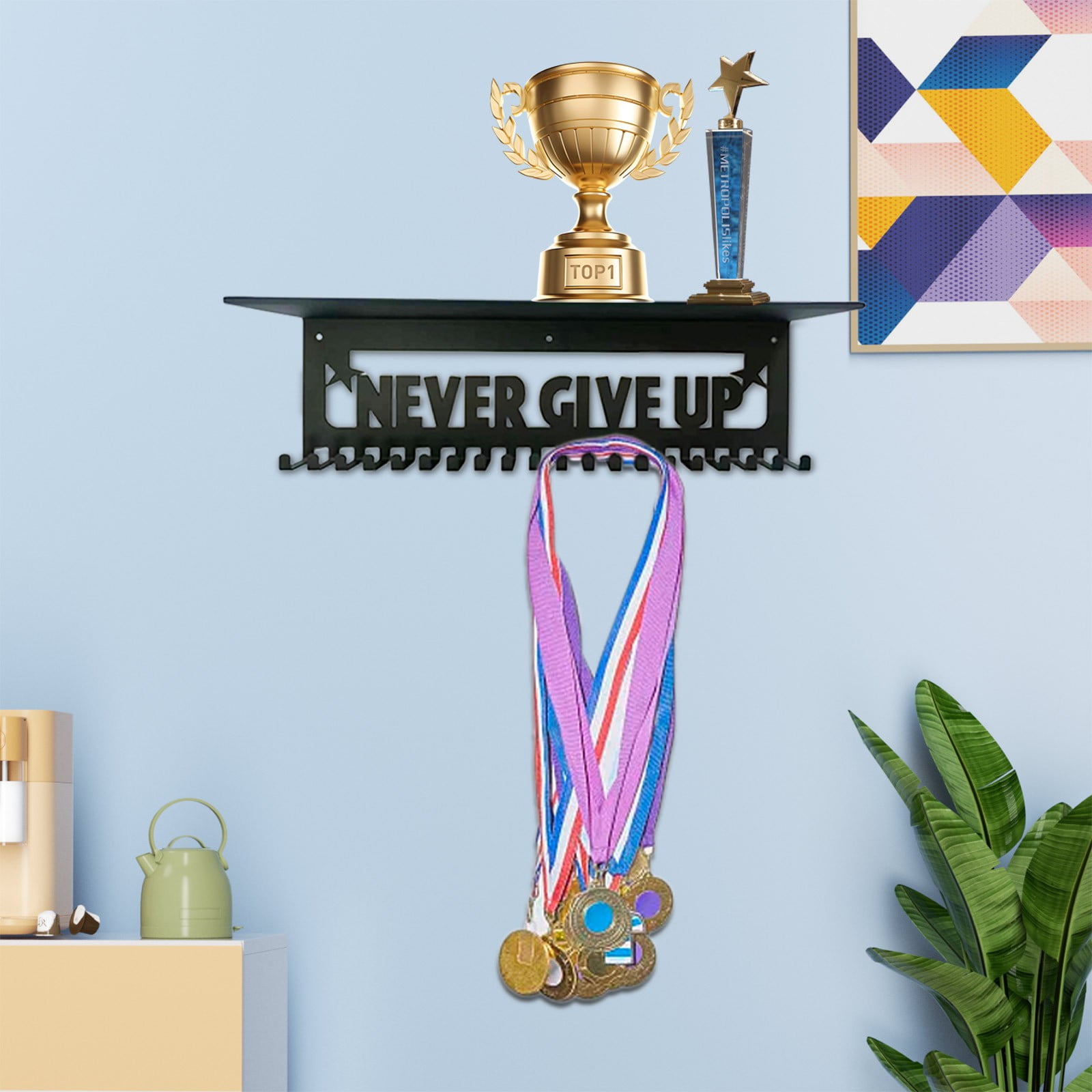 Metal Holder with Name Display Rack for Awards Ribbons, Trophy Shelf ...