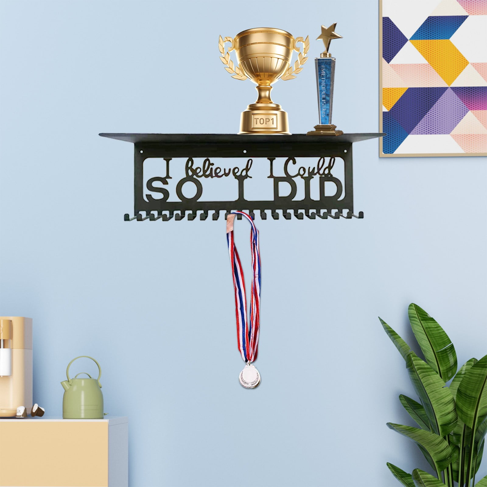 Metal Holder with Name Display Rack for Awards Ribbons, Trophy Shelf ...
