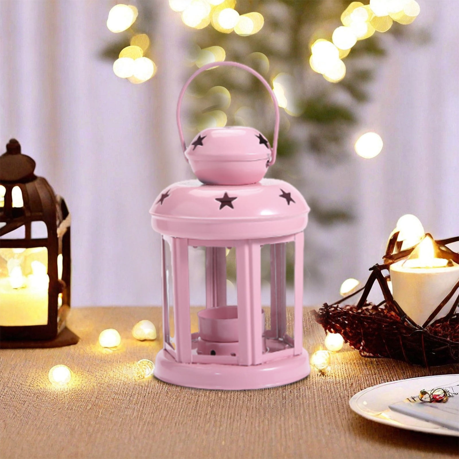 Metal Hollow Star Lantern Aromatherapy Candle Holder Vintage Wind Lamp ...