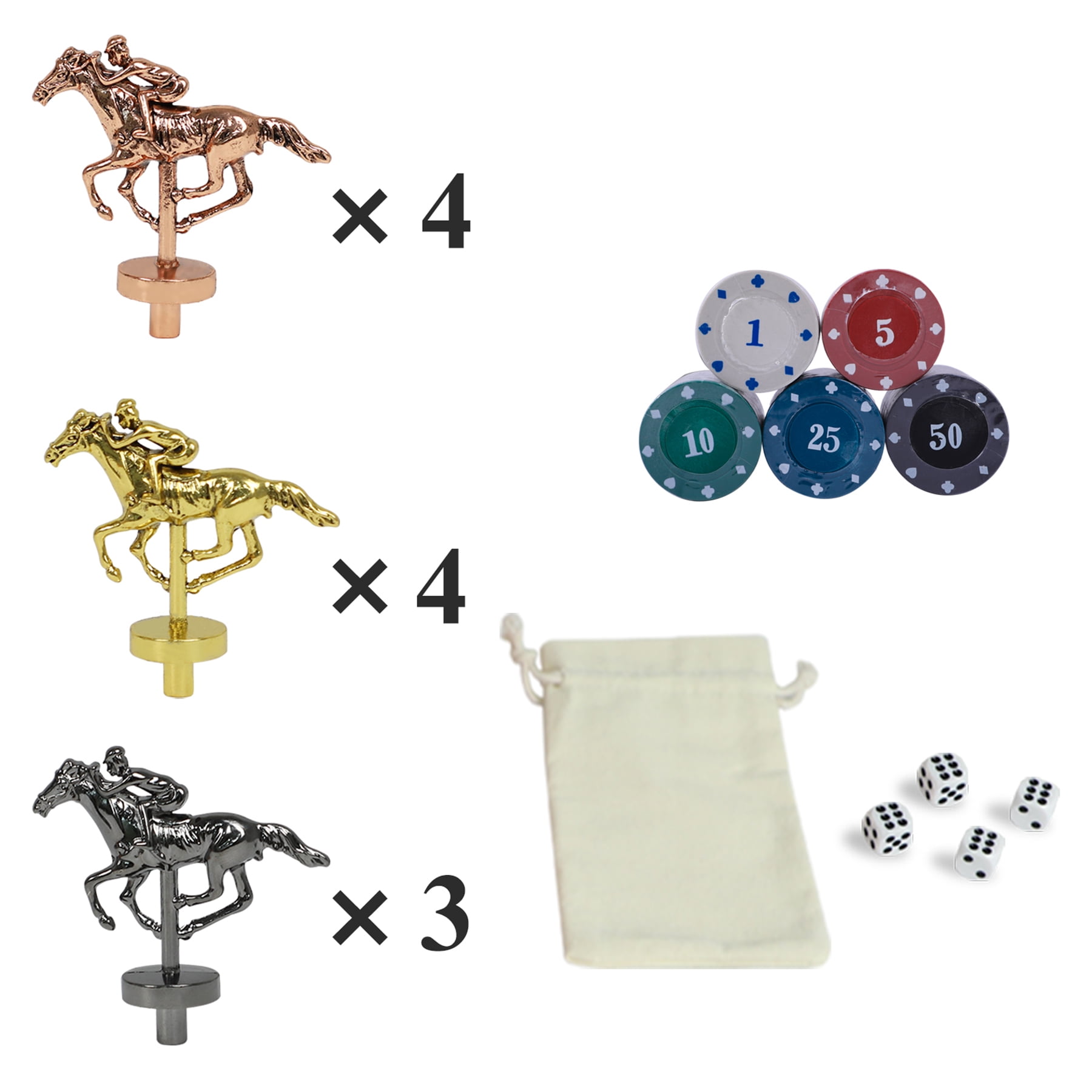 Metal Horse for Horse Racing Board Game，Gold x4, Rose Gold x4, Silver ...