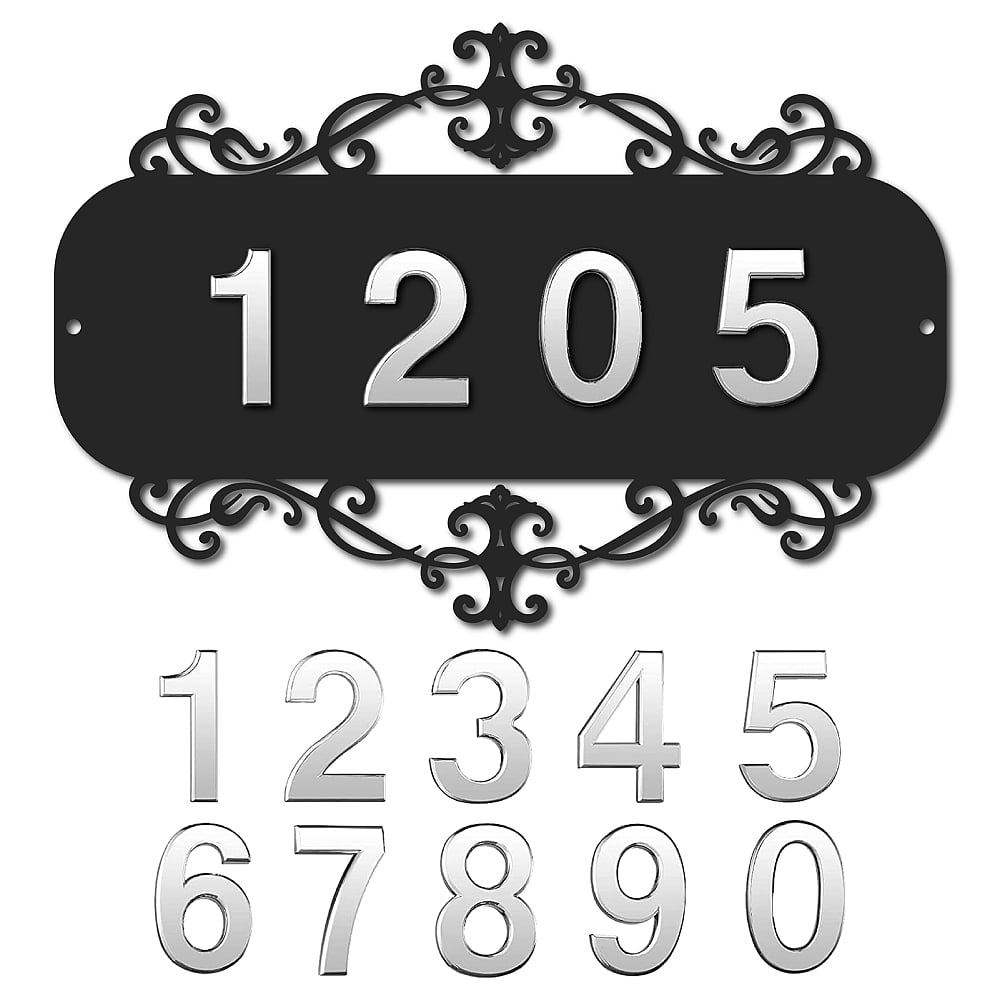 Metal House Address Plaques Number Signs Leaf Pattern Modern for House ...
