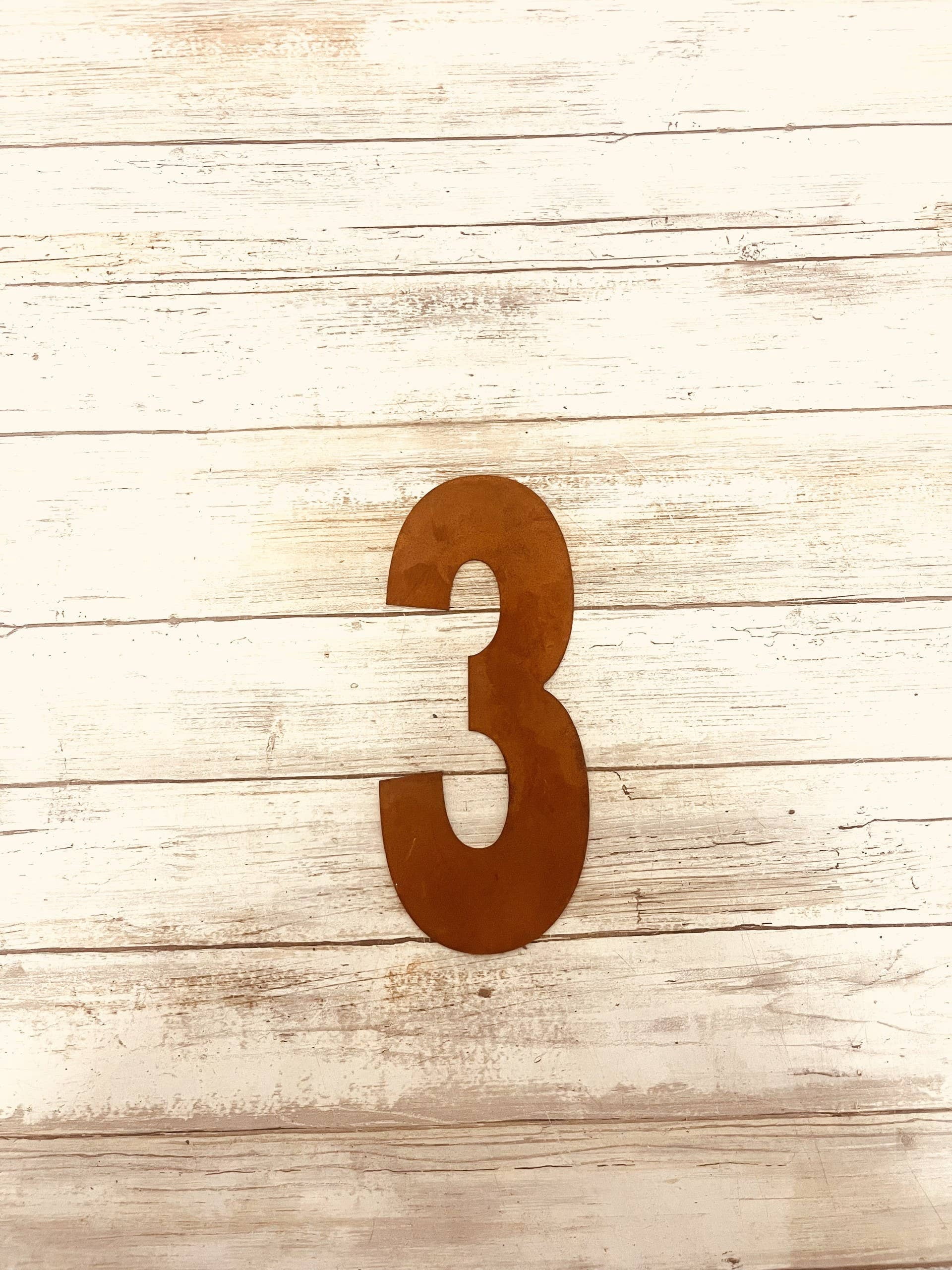 Metal House Number 3 Metal Rustic 8 Inch Garden Outdoor DIY - Walmart.com