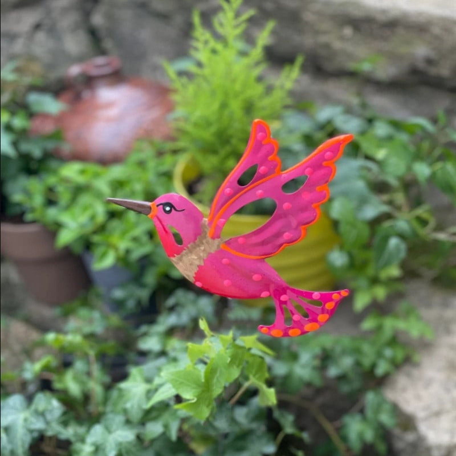 Metal Hummingbird 2D Flat Wall & Garden Decor, Magenta Color, Indoor ...