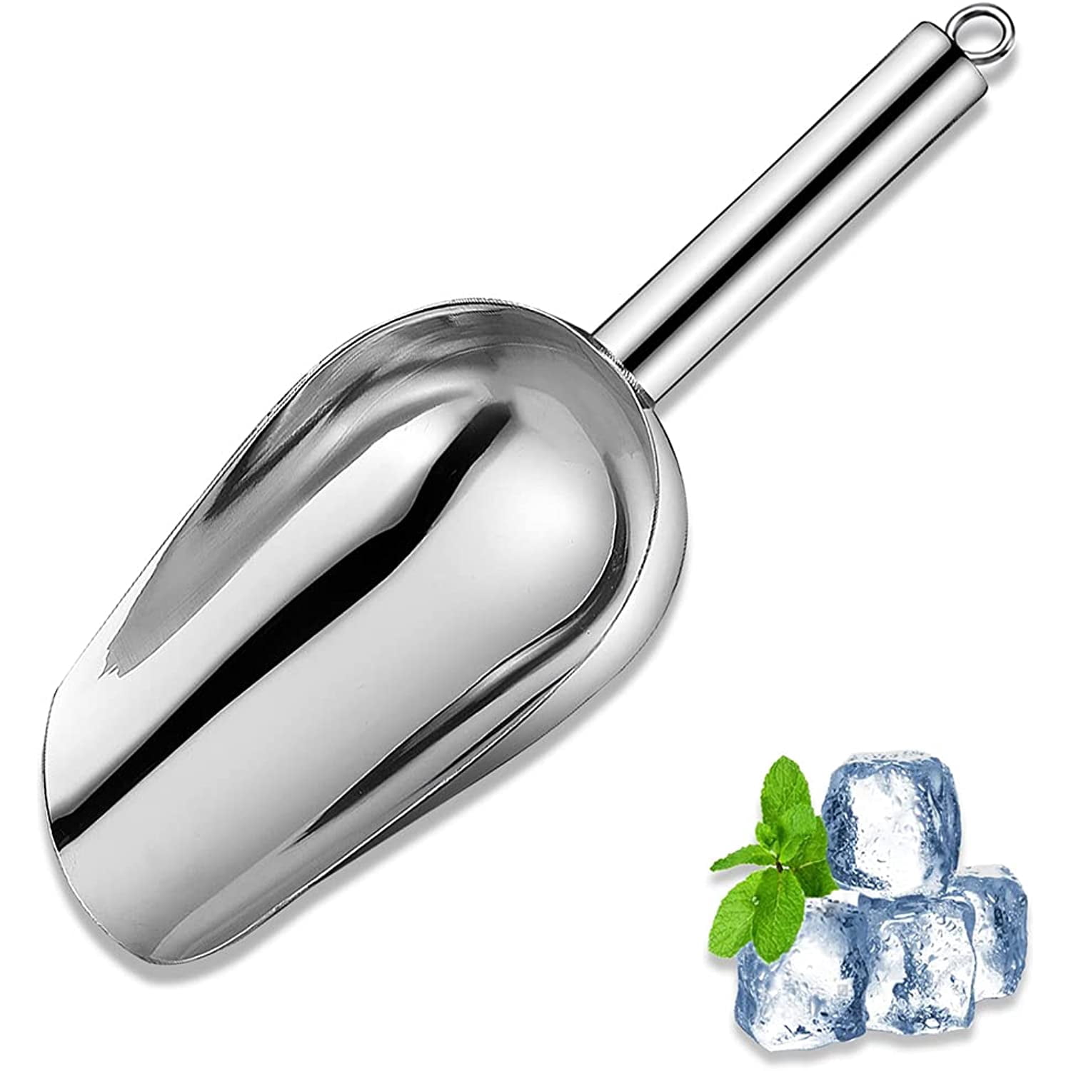 Metal Ice Scoop 6 Oz，Kitchen Ice Scooper for Ice Maker, Small Food ...