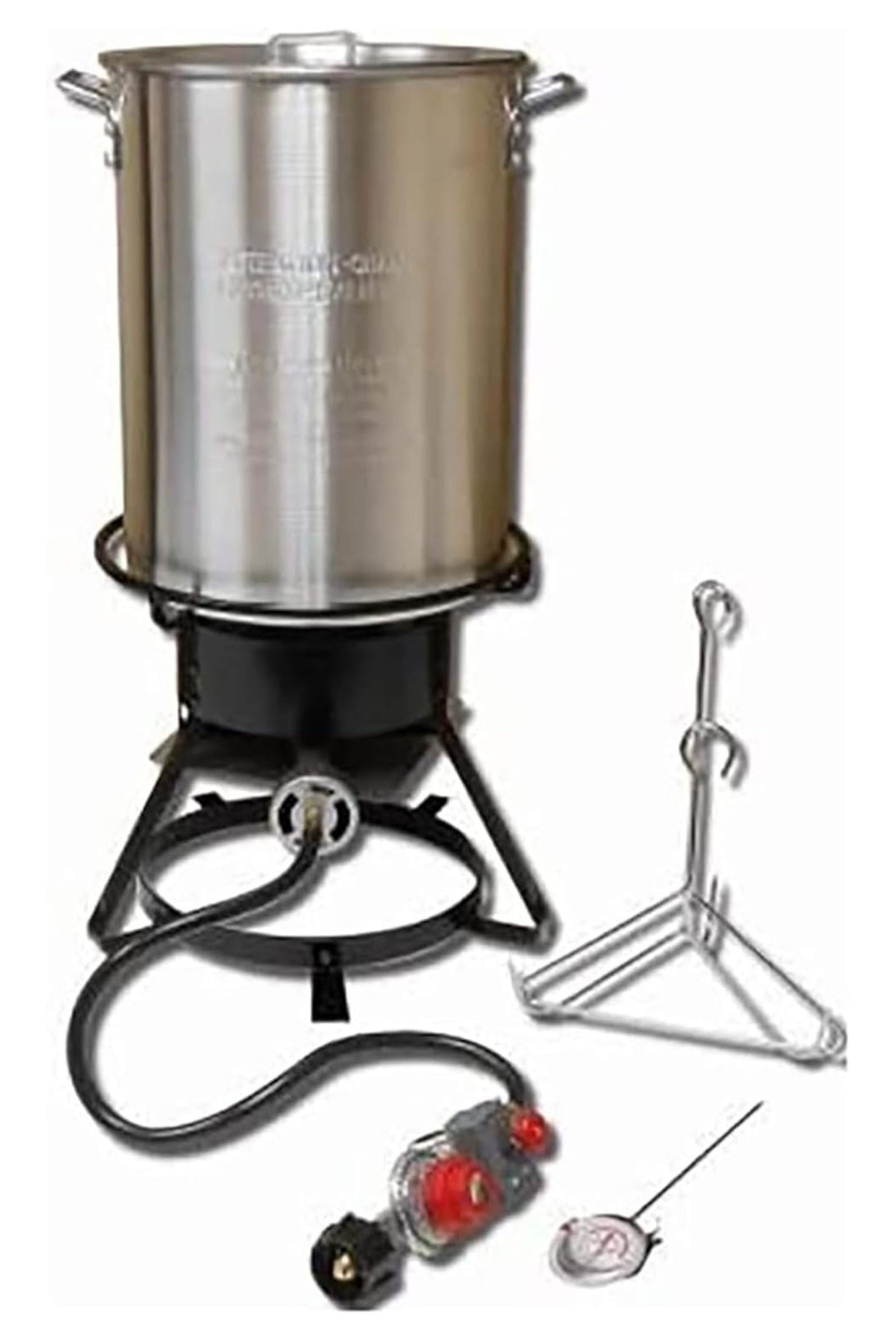 Metal- Import 29 Quart Aluminum Turkey Pot Frying Cooker Package with 38,000 BTU Cast Burner ...
