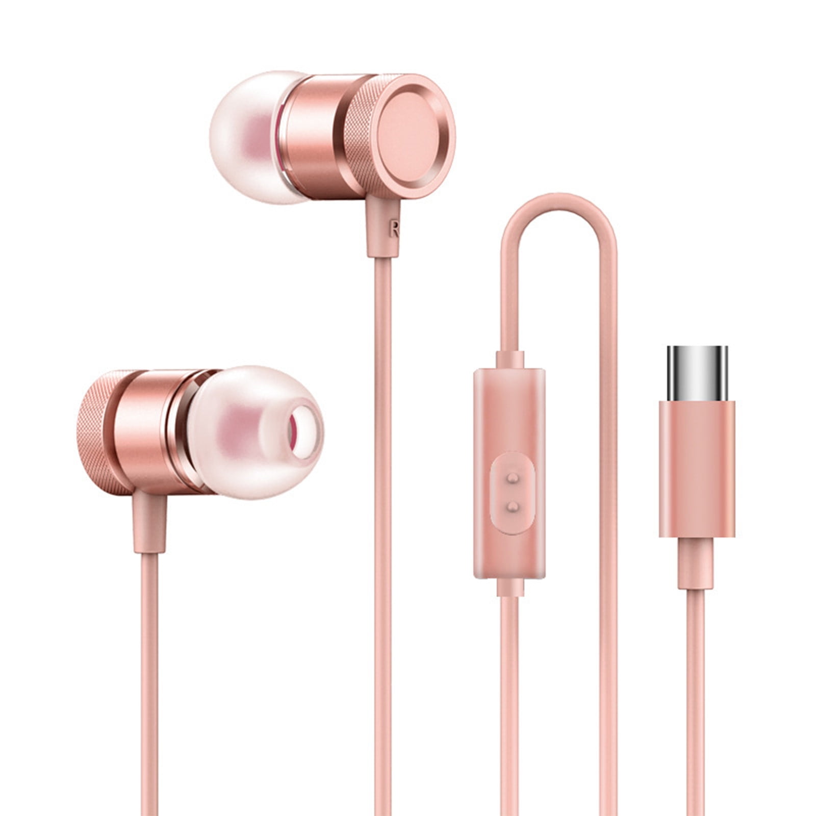Metal In-ear Flat Port Headphones Type-c Plug Heavy Bass - Walmart.com