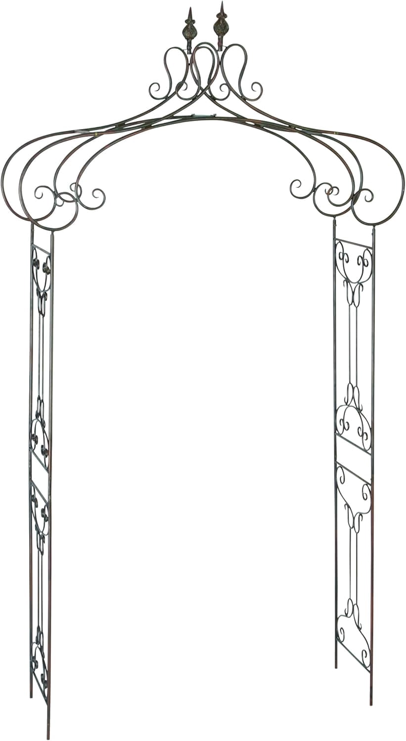 Metal Indoor Outdoor Scrollwork Arched Garden Arbor, 44" x 15" x 95 ...