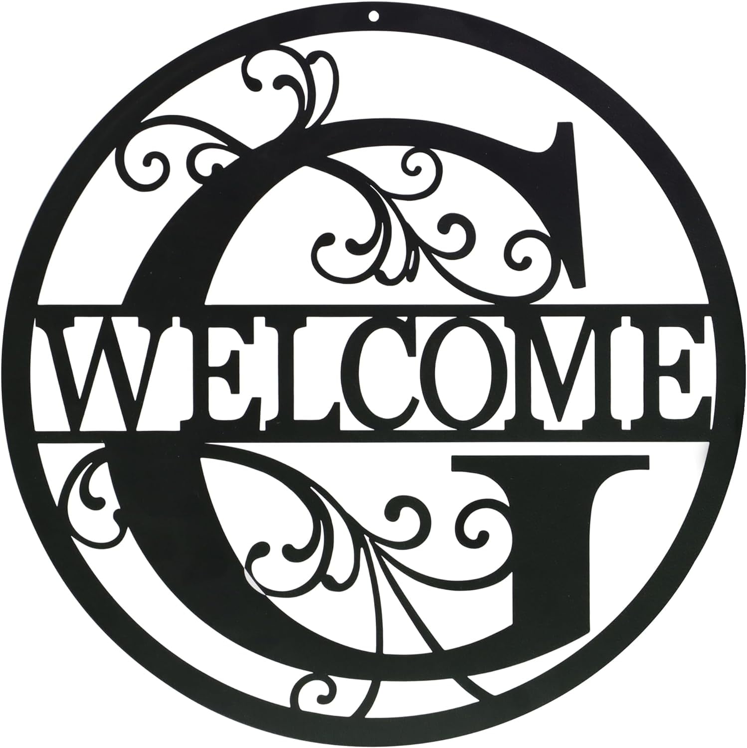 Metal Initial Welcome Sign Metal Monogrammed Sign Metal Letter Wall Art ...