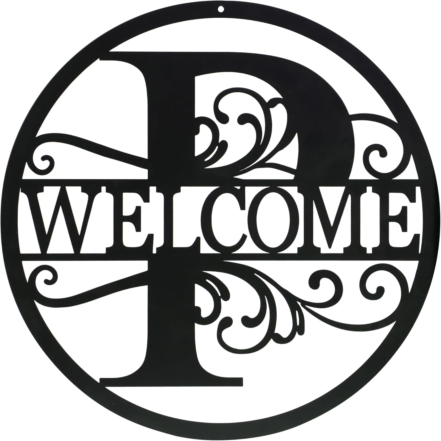 Metal Initial Welcome Sign Metal Monogrammed Sign Metal Letter Wall Art Decor (P), Personalized ...