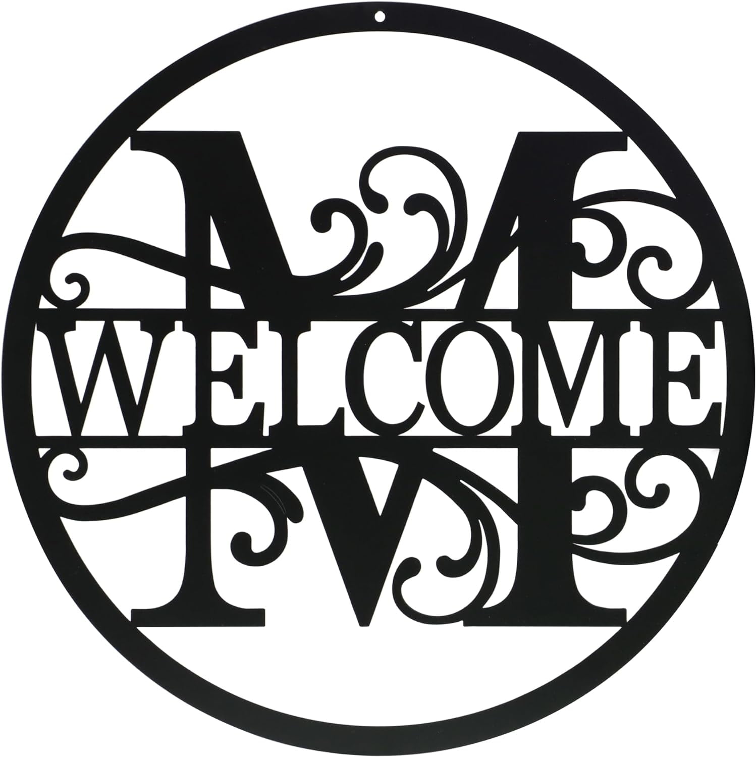 Metal Initial Welcome Sign Metal Monogrammed Sign Metal Letter Wall Art ...
