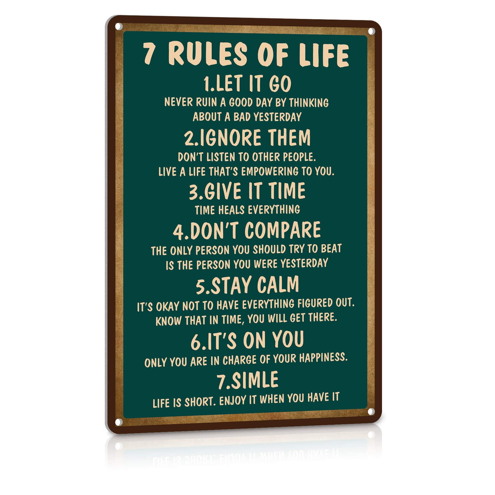 Metal Inspirational Quote Signs 7 Rules of Life Motivational Poster ...