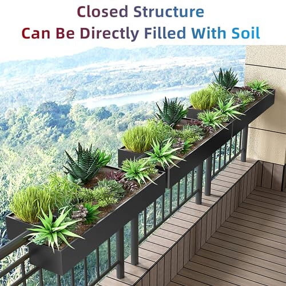 Metal Iron Hanging Pots for Railing Fence, Wrought Iron Large Box ...