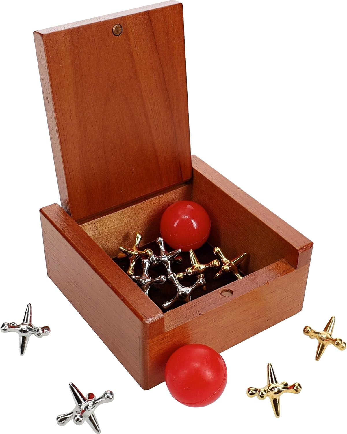 Metal Jacks Set – Classic Jacks Game with 2 Red Balls in Keepsake ...
