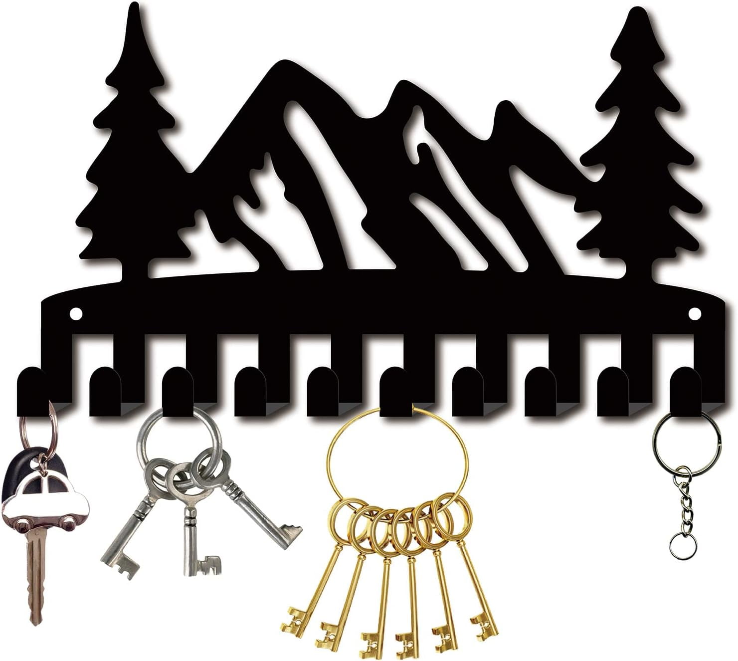 Metal Key Holder Black Key Hooks Organizer Hanger Rack Wall Mounted ...