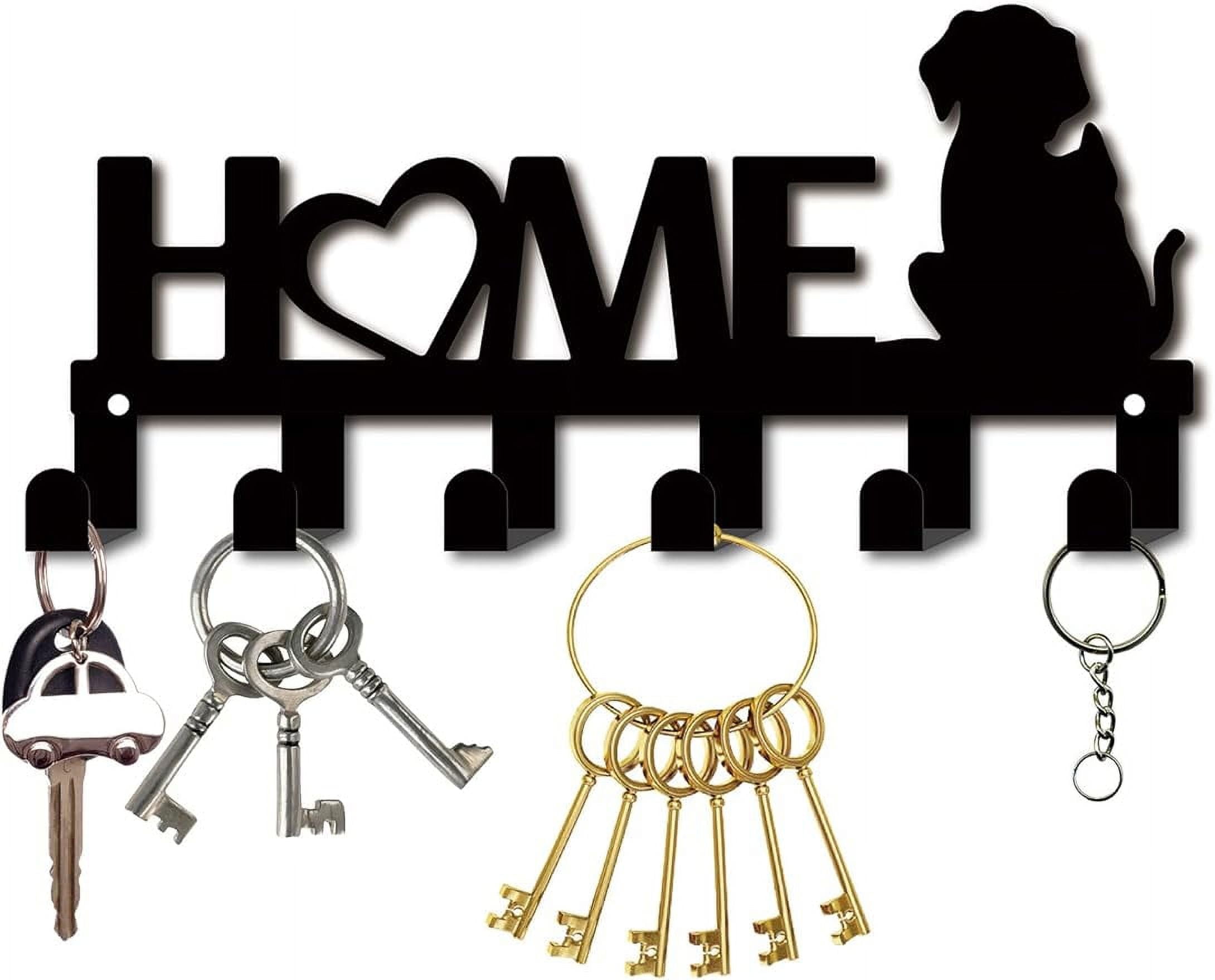 Metal Key Holder Black Key Hooks Organizer Hanger Rack Wall Mounted ...