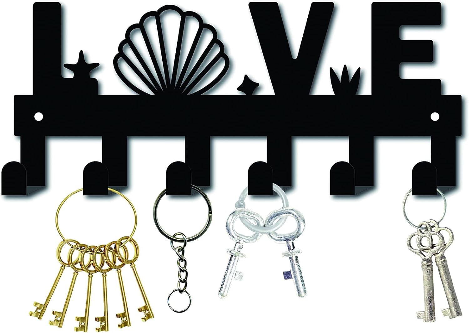 Metal Key Holder Black Key Hooks Wall Mount Hanger Decor Hanging ...