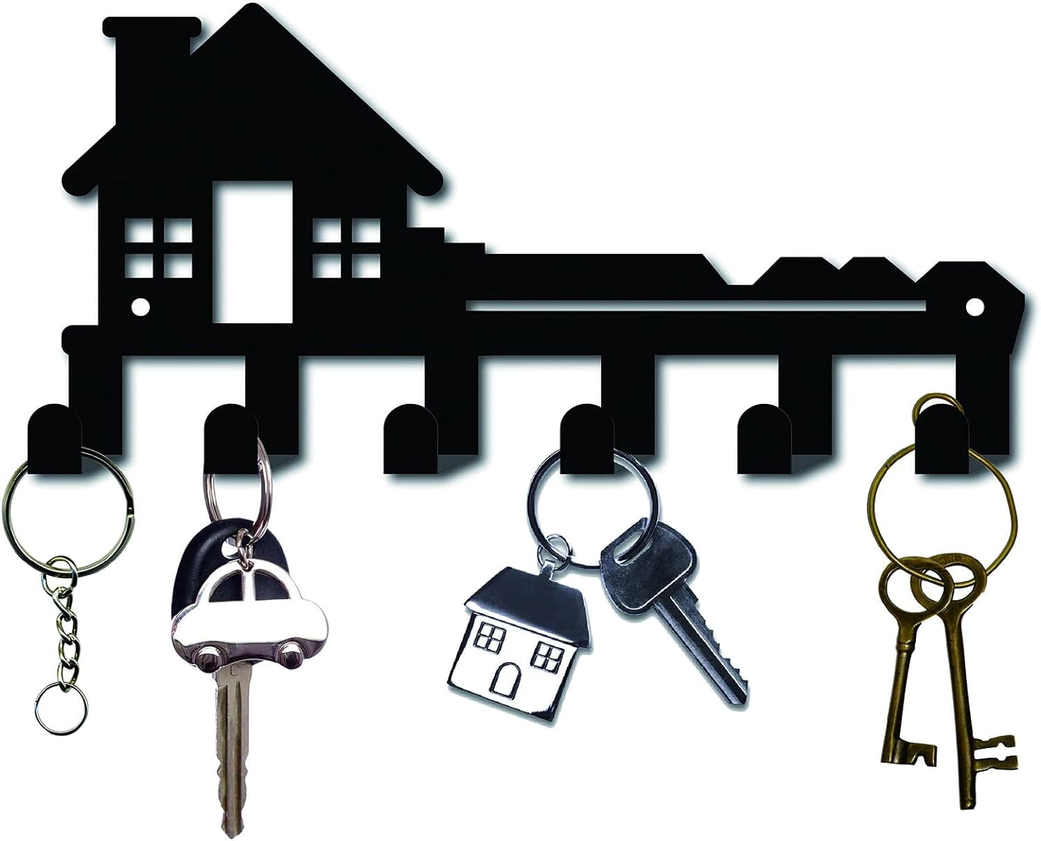Metal Key Holder Black Key Hooks Wall Mount Hanger Decor Iron Hanging ...
