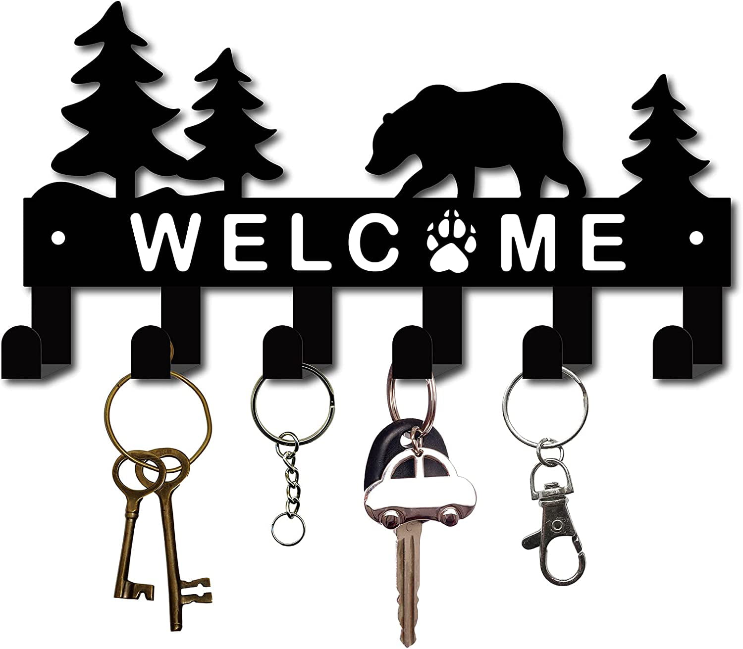 Metal Key Holder Black Key Hooks Wall Mount Hanger Decor Iron Hanging ...