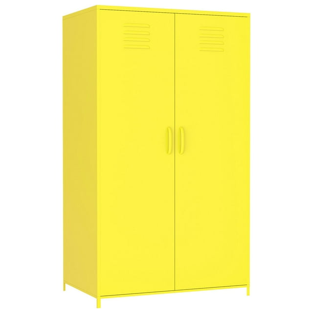 Metal Kid Locker with 2 Door, Three Tier Children Wardrobe with Hanging ...