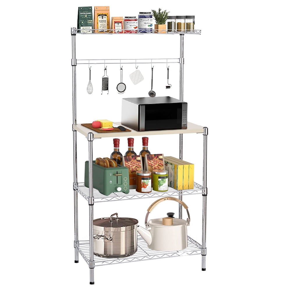 Metal Kitchen Bakers Rack, iRerts 4 Tier Metal Kitchen Organization ...