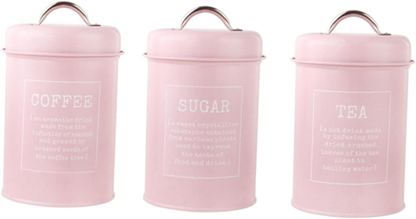 Metal Kitchen Canister Set coffee and tea Sugar Storage Jars Containers ...