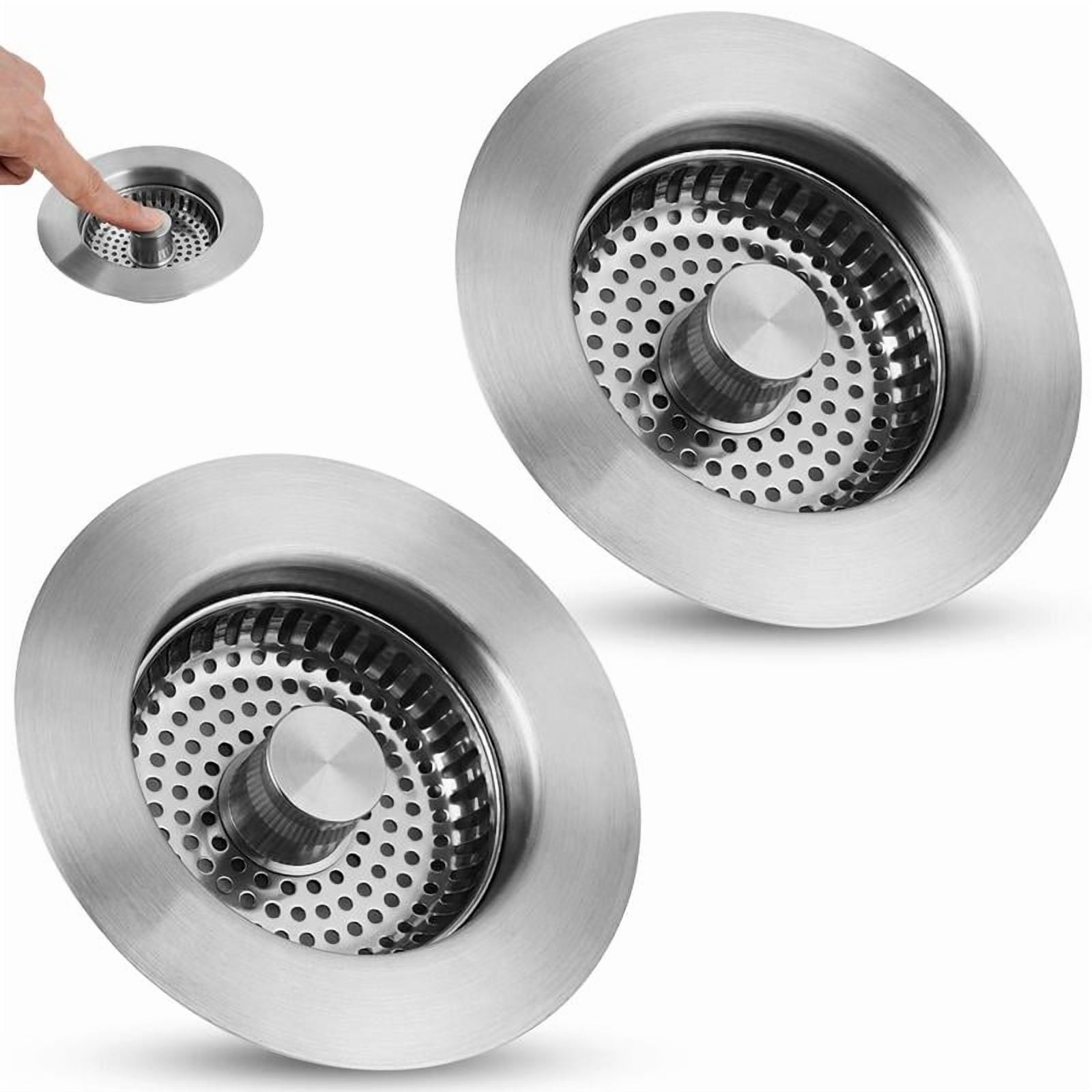 All Metal Kitchen Sink Strainer Stopper Combo - Stainless 3-in-1 Pop Up ...